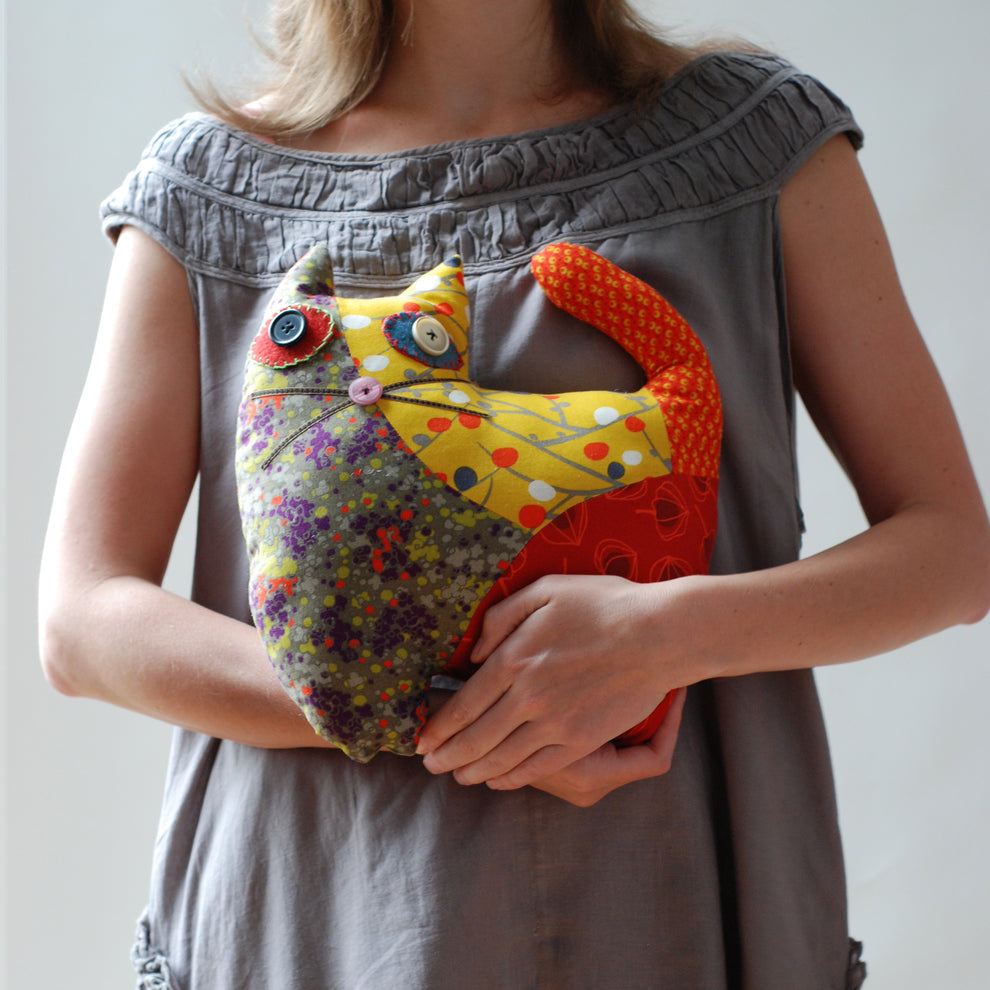 Stuffed Cat 1 - PDF Patchwork Sewing Pattern – fab-a-la-carte