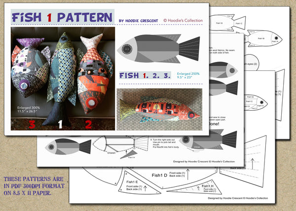 Fish 2 - stuffed animal / PDF Patchwork Sewing Pattern – fab-a-la-carte